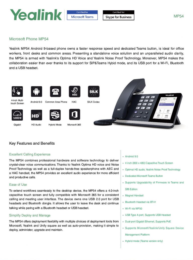 Yealink MP54 2024 Microsoft Teams IP Phone – ตู้สาขาโทรศัพท์ ,ตู้สาขา ...